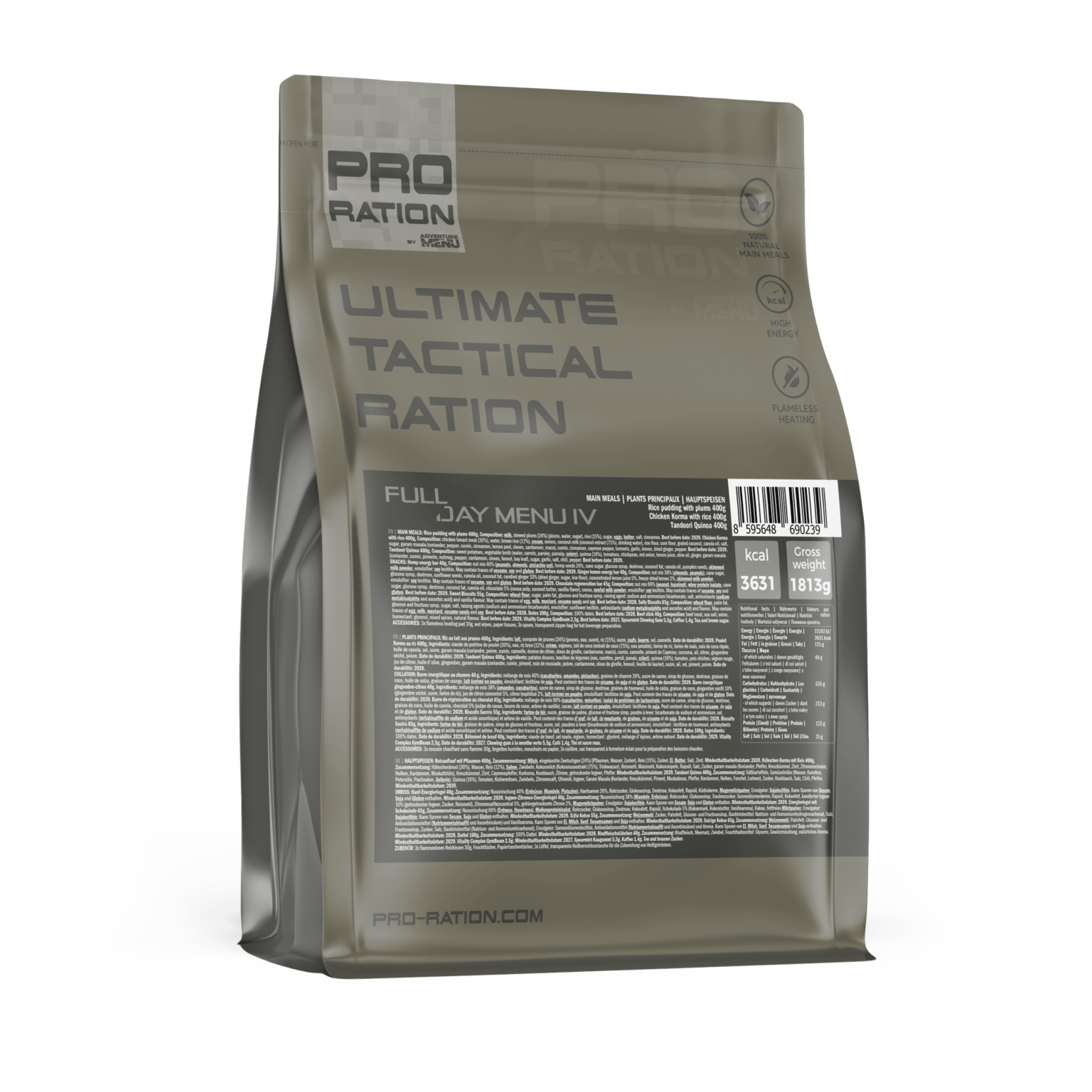 Pro-Ration Ultimate Tactical Rations FULL DAY - MENU IV - Blackwater ...